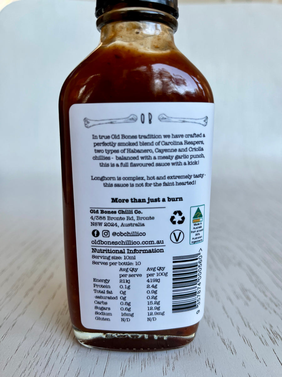 Longhorn chilli sauce 100ml - 🏆 8 Awards – Old Bones Chilli Co